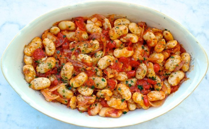 Gigantes Plaki - Tender Greek Roasted Beans in Tomato Sauce