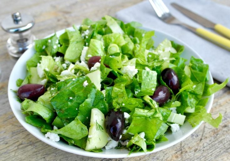 Classic Greek Green Salad with Feta – Maroulosalata - OliveTomato.com