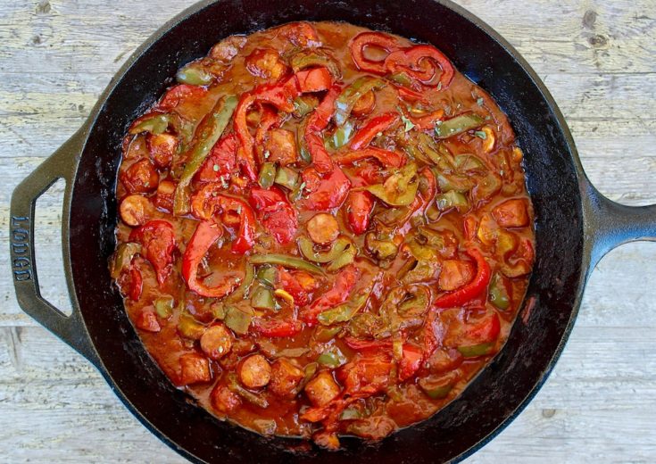 Mediterranean Sausage and Peppers - Spetzofai - OliveTomato.com