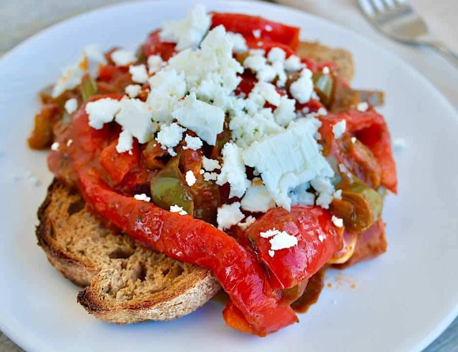Mediterranean Sausage and Peppers - Spetzofai - OliveTomato.com