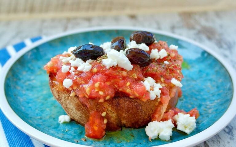 Traditional Greek Tomato and Feta Toast - OliveTomato.com
