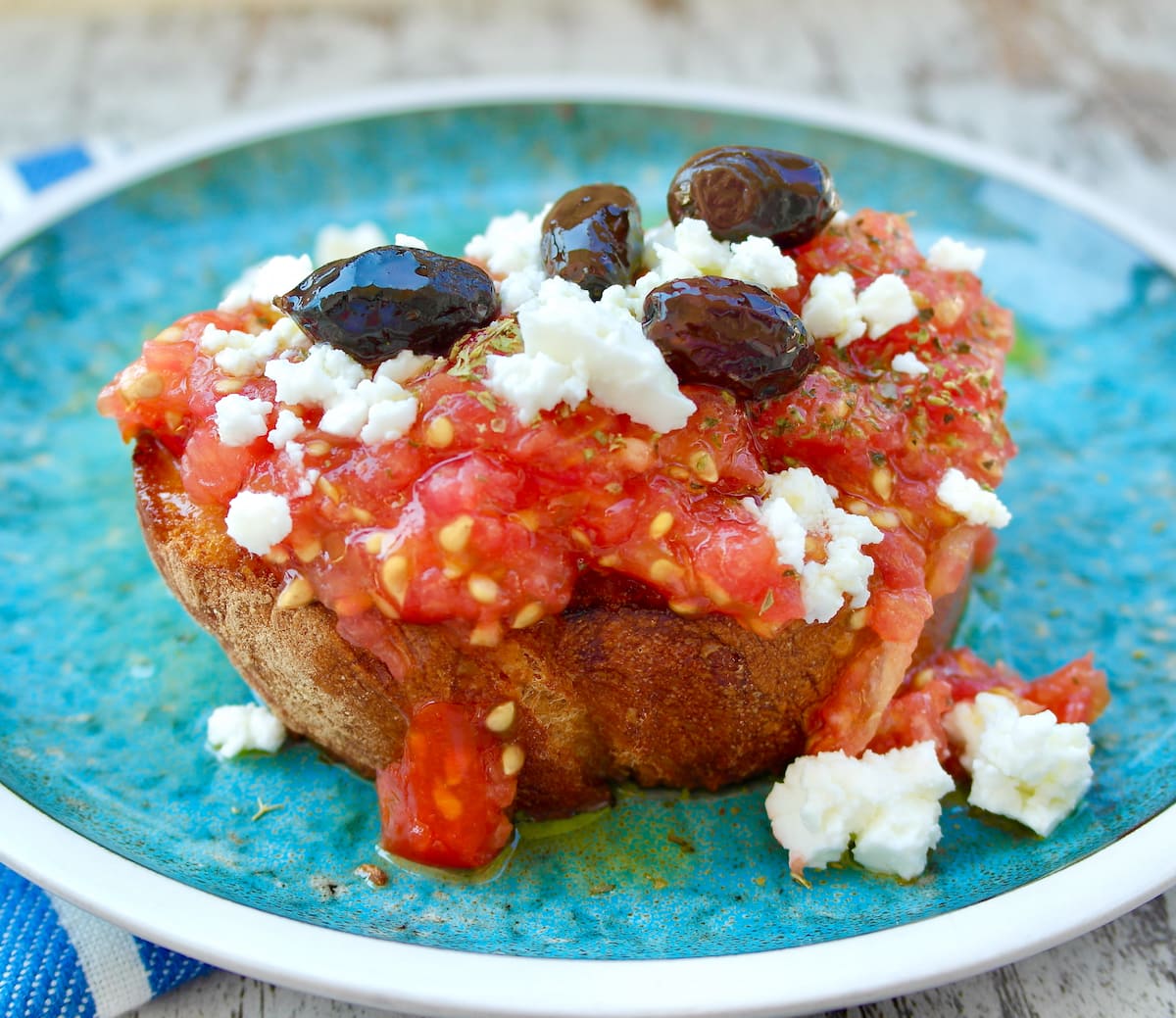 Traditional Greek Tomato and Feta Toast - OliveTomato.com